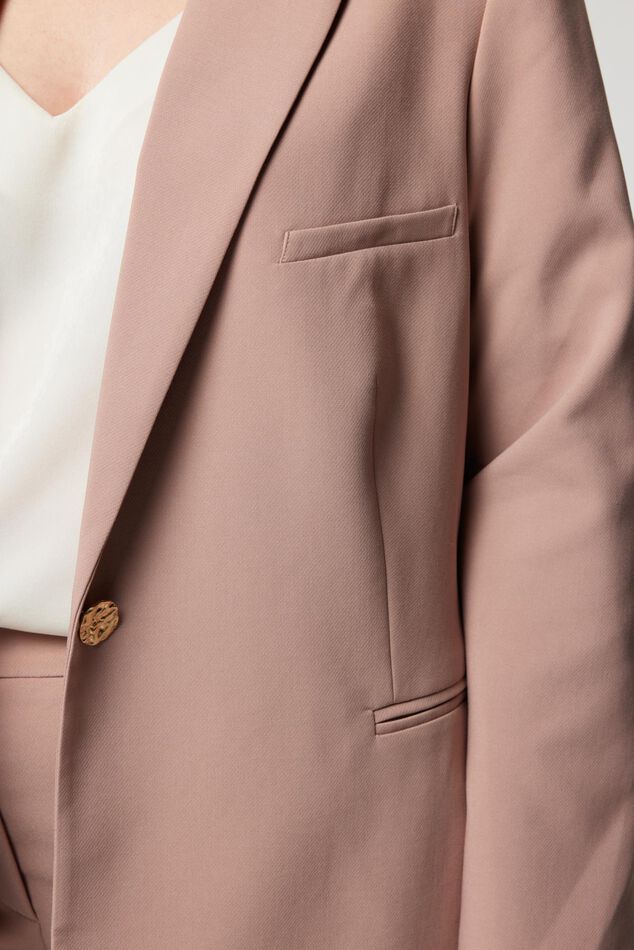 Damen Locker Sitzender Blazer Mit Goldenem Knopf Ms Mode